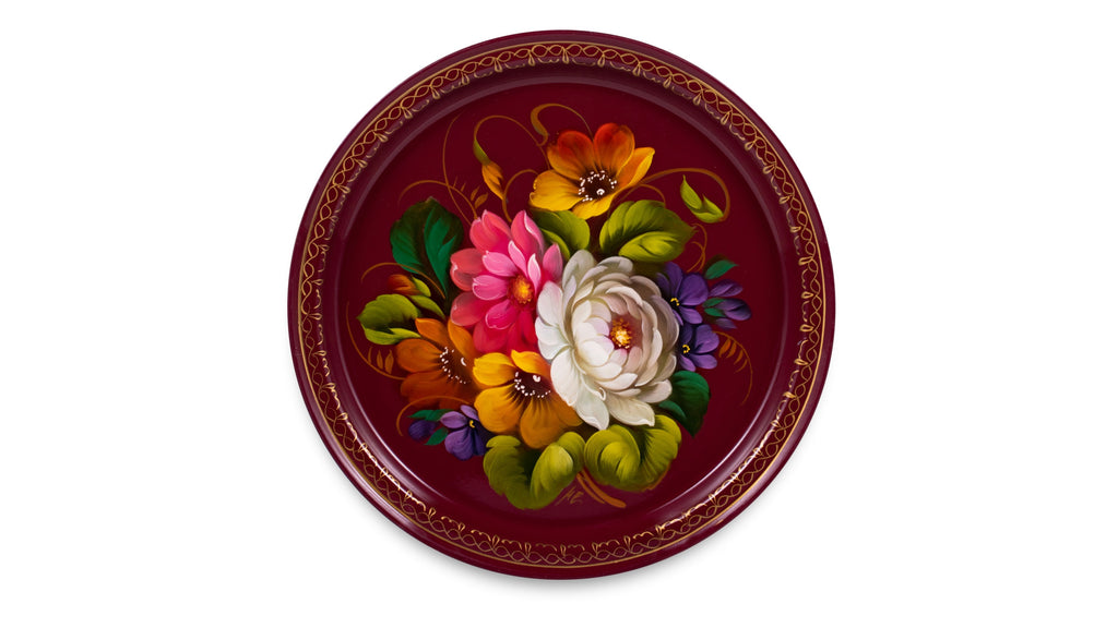 Zhostovo Rose Honey Metal Tableware Tray - Tableware Collection Dubai ...